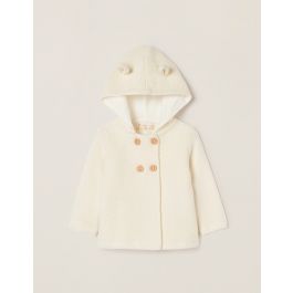 Cardigan bebe, nasturi din lemn, Zippy, alb | Noriel