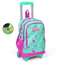 Ghiozdan tip troller cu 3 compartimente, Coral High, turcoaz cu ...