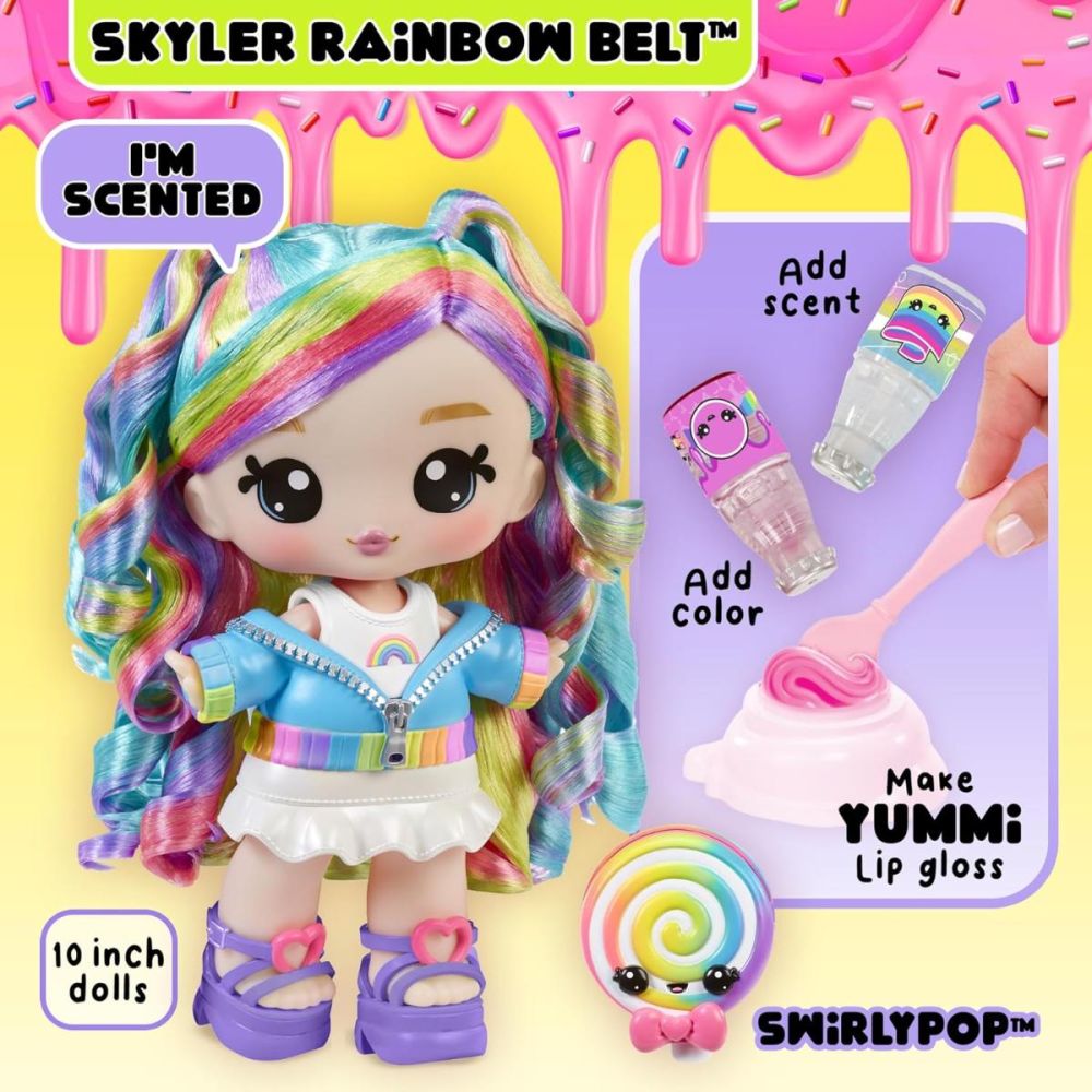 Papusa Yummiland, Lipgloss Pet, Skyler Rainbow Belt, 121022EUC | Noriel
