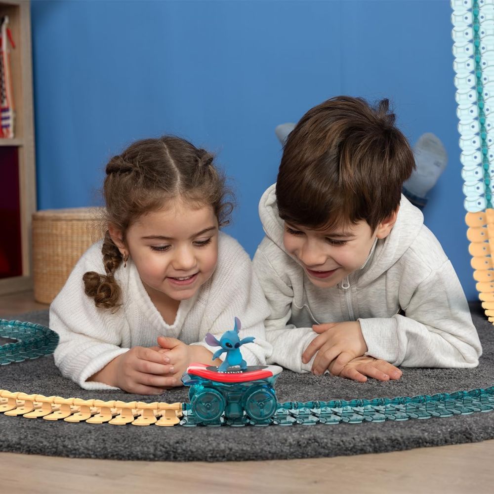 Set de joaca pista de curse cu masina, Smoby, Disney Stitch Flextreme ...