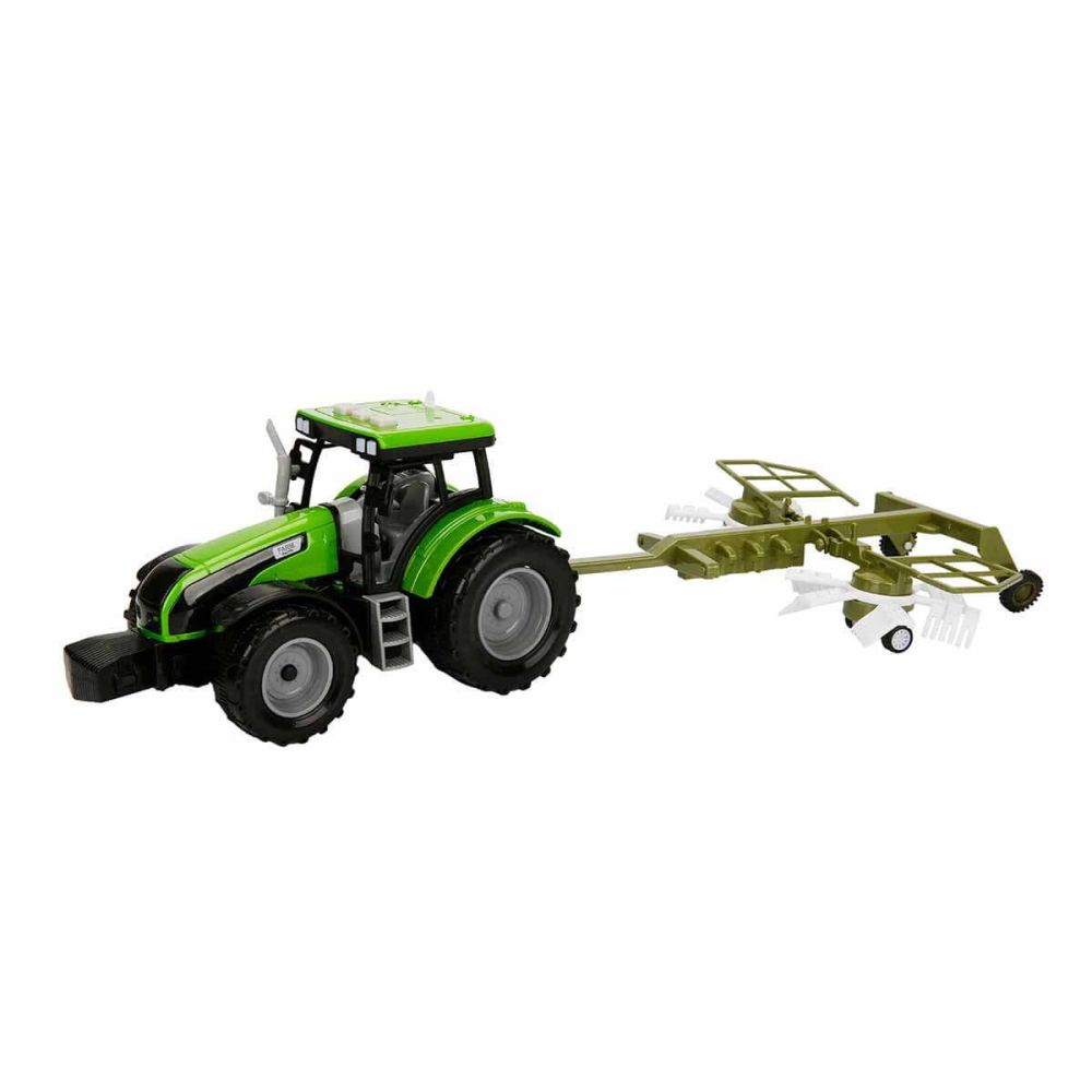 Tractor verde cu grebla, cu lumini si sunete, Maxx Wheels, 44 cm | Noriel