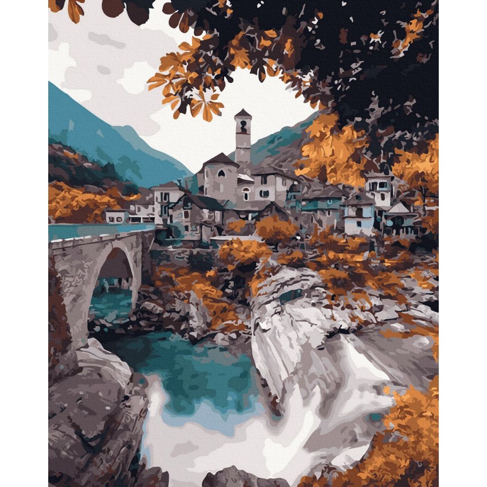 Set Acuarello, Pictura pe numere, Excursie de toamna, cu rama din lemn ...