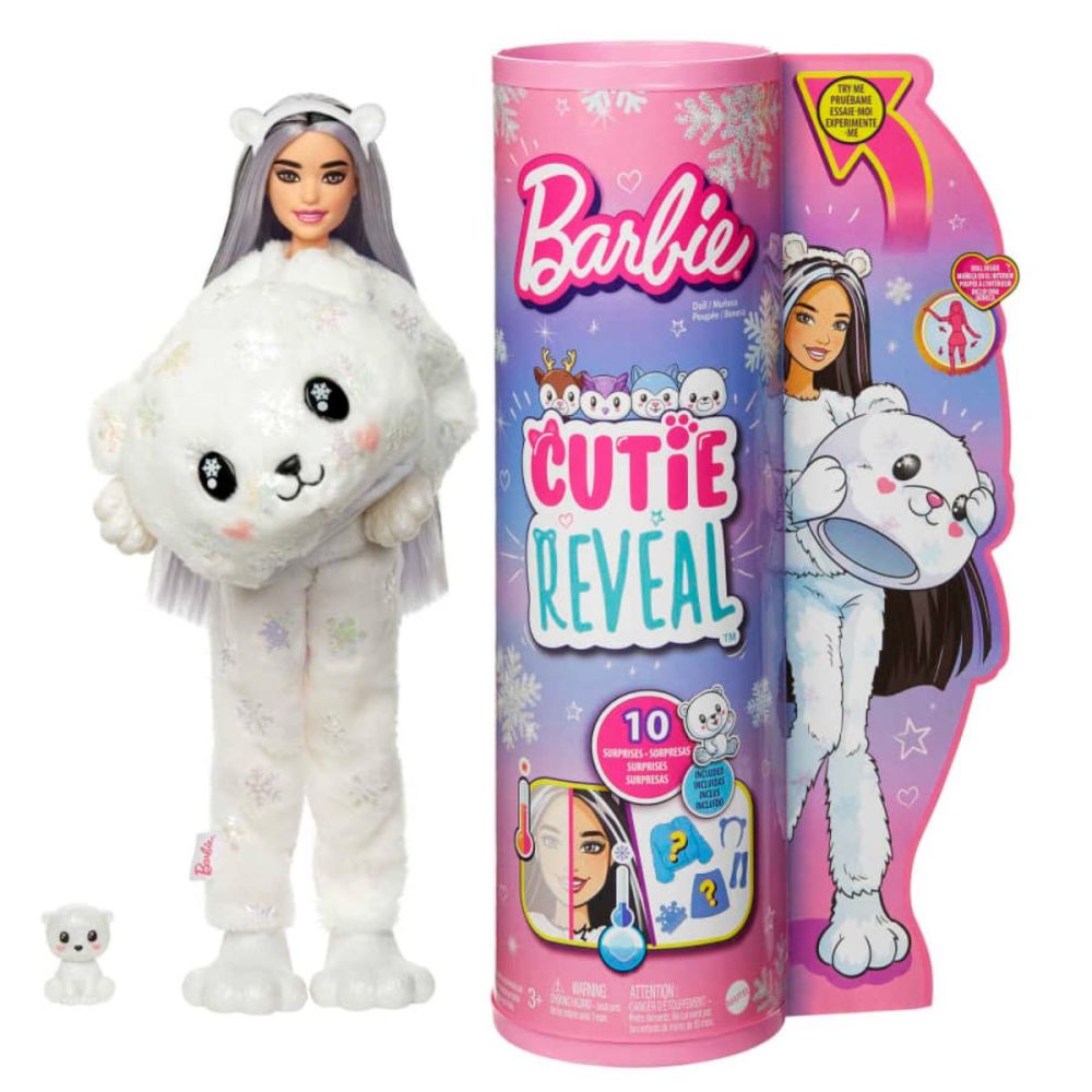 Papusa Barbie Cutie Reveal, Urs Polar, cu 10 surprize | Noriel
