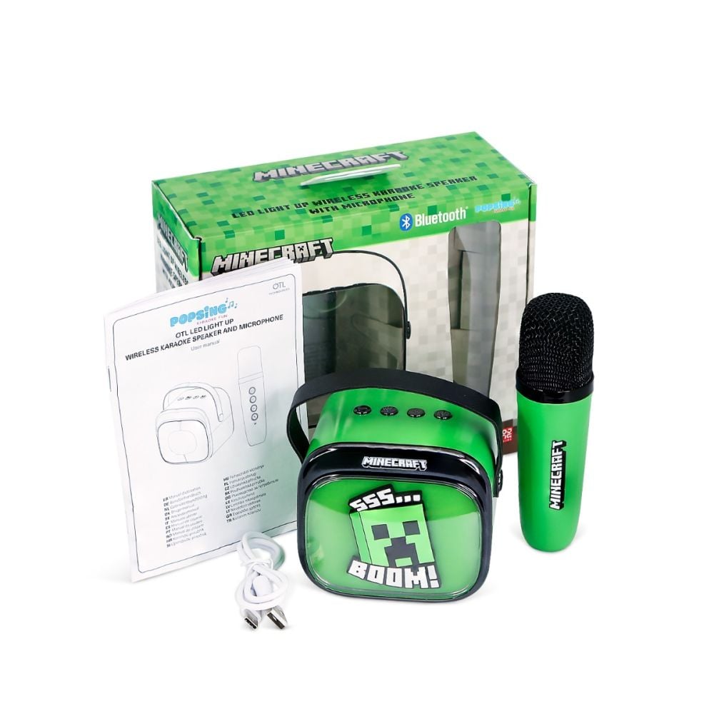 Set karaoke cu boxa si microfon wireless si lumini LED, OTL, Minecraft ...