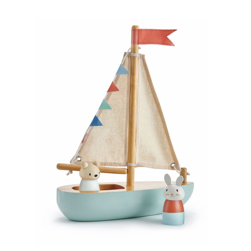 Barca din lemn a lui Bubble si Squeak, Tender Leaf Toys, Sailaway Boat ...