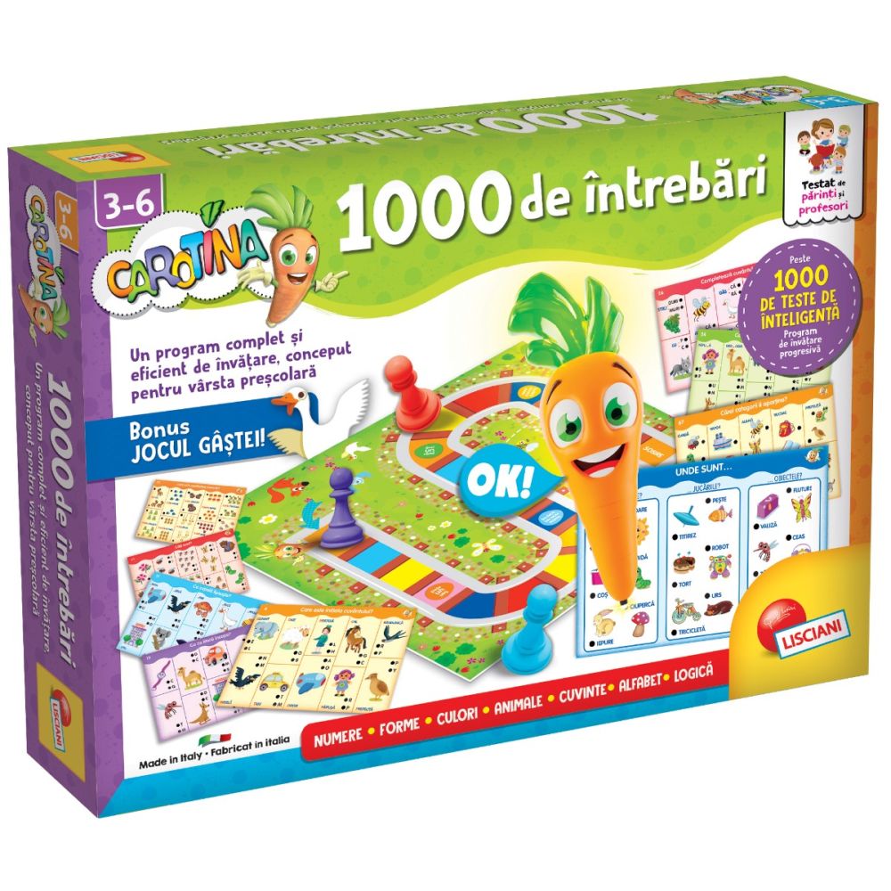 Joc educativ cu creion interactiv, Lisciani, Carotina, 1000 intrebari ...