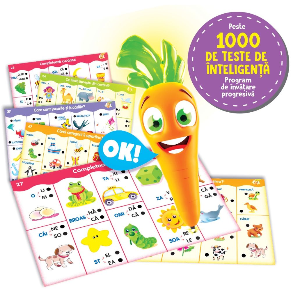 Joc educativ cu creion interactiv, Lisciani, Carotina, 1000 intrebari ...