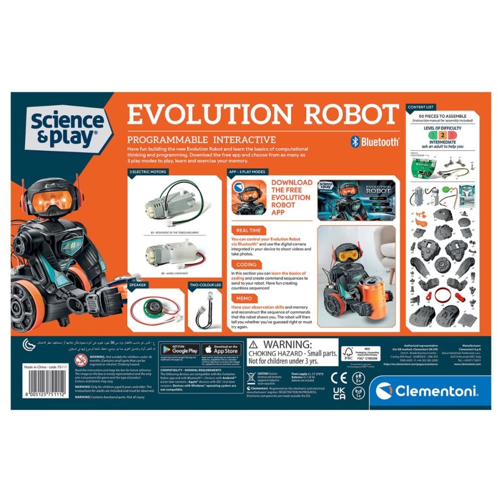 Kit de constructie, Clementoni, Evolution Robot interactiv, 50 piese | Noriel