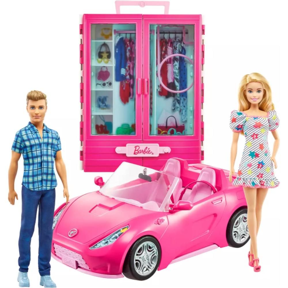 Set de joaca cu 2 papusi Barbie si Ken, Dress Up and Go Closet, GVK05 ...