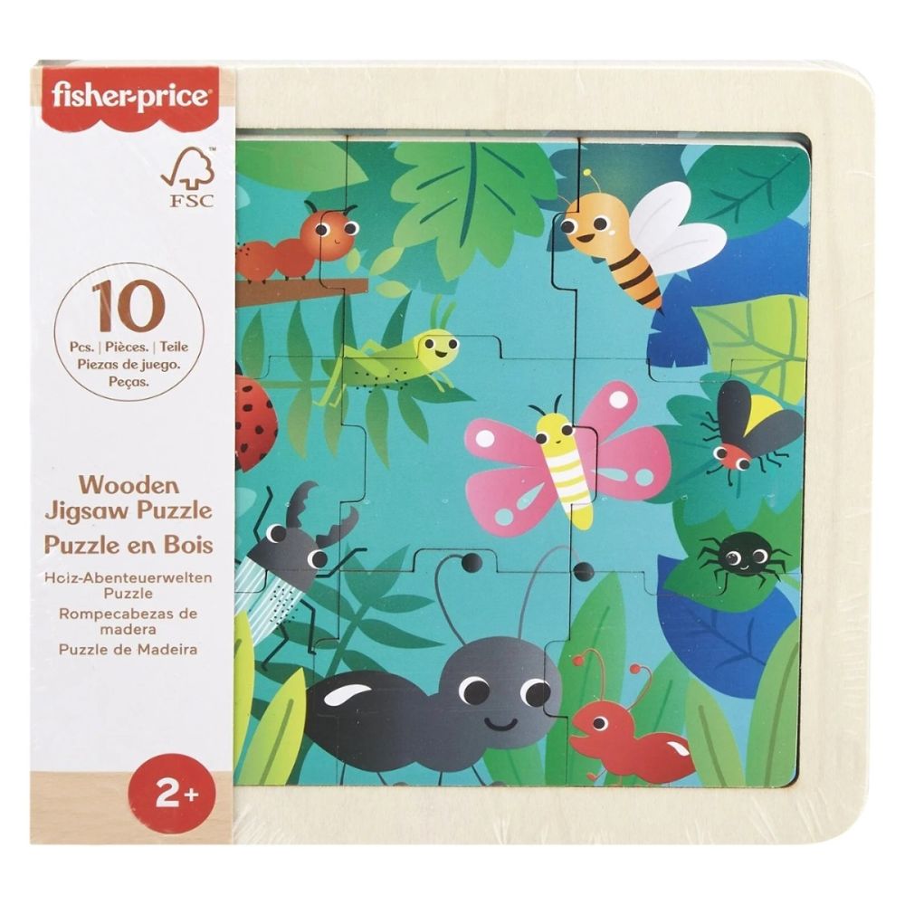 Mini puzzle din lemn, Fisher Price, Insecte, HXV19 | Noriel