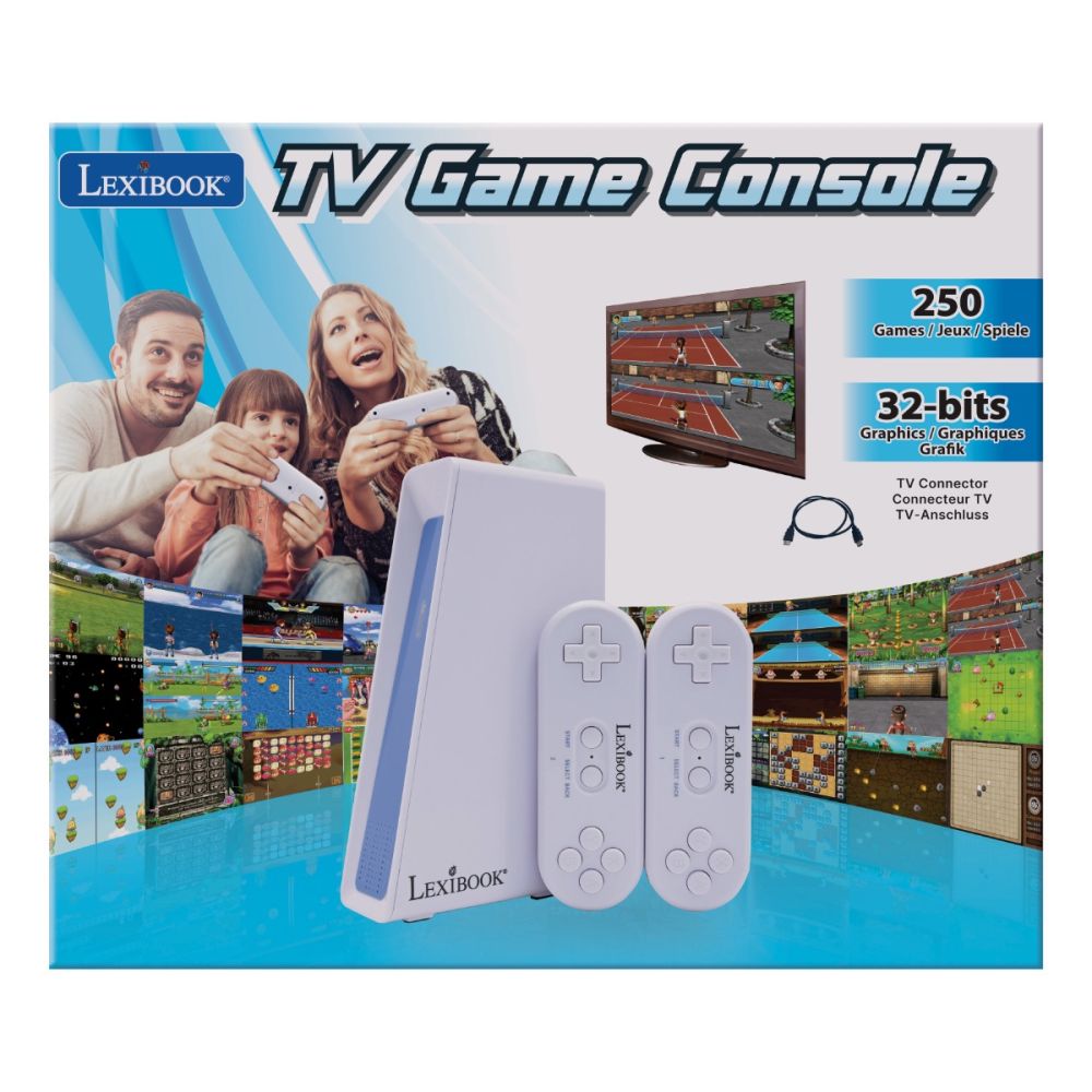 Consola Tv cu 250 jocuri si 2 controlere wireless, Lexibook, 32-Bit ...