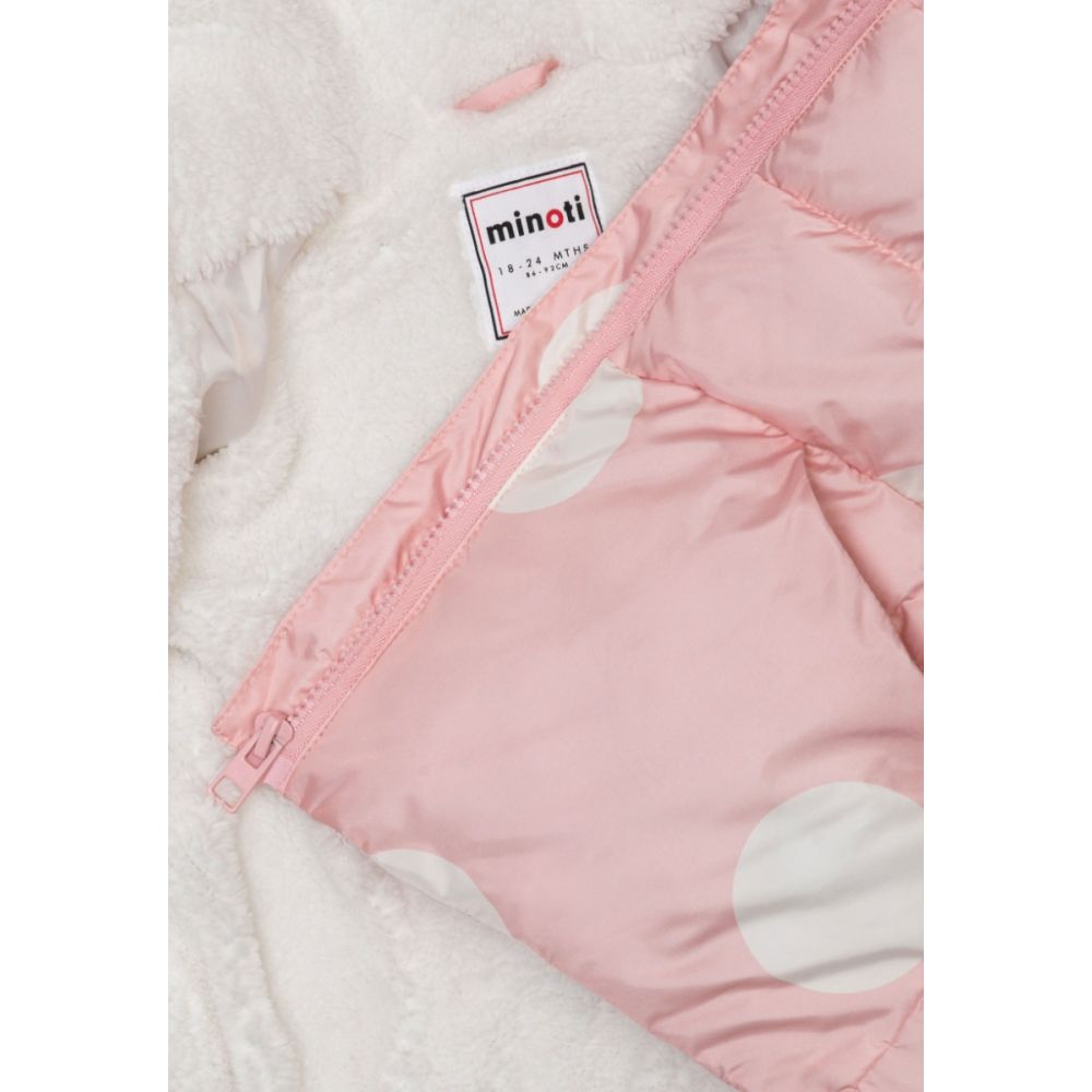 Jacheta cu gluga pentru bebelusi, Minoti, cu detalii frontale, Roz | Noriel