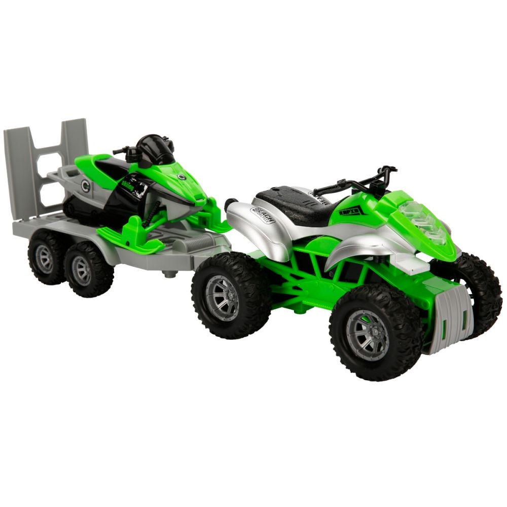 Set Super ATV cu remorca si barca, Maxx Wheels, Verde | Noriel