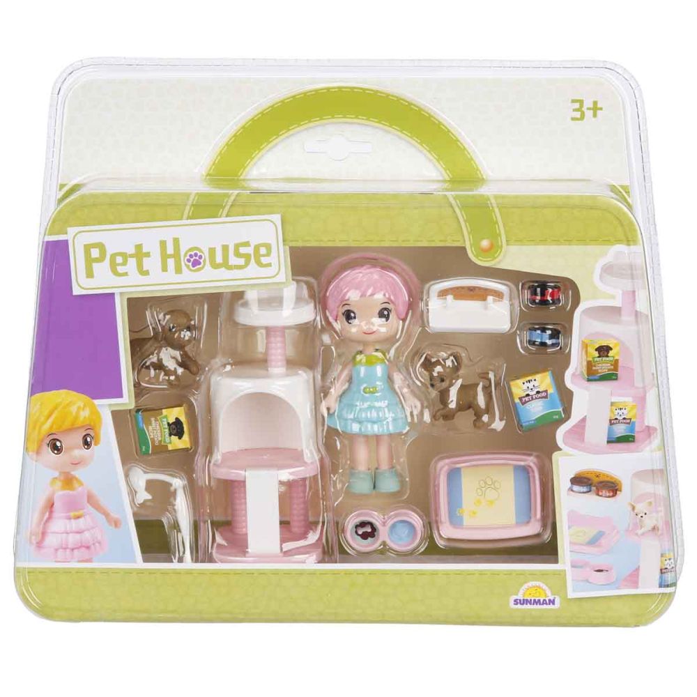 Set de joaca cu papusa si accesorii, Sunman, Pet House | Noriel