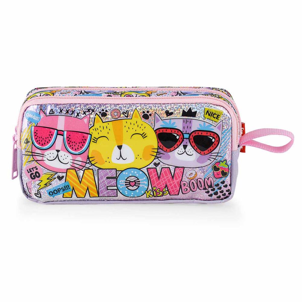 Penar dreptunghiular cu 2 fermoare, Sun Design, model Pisici | Noriel