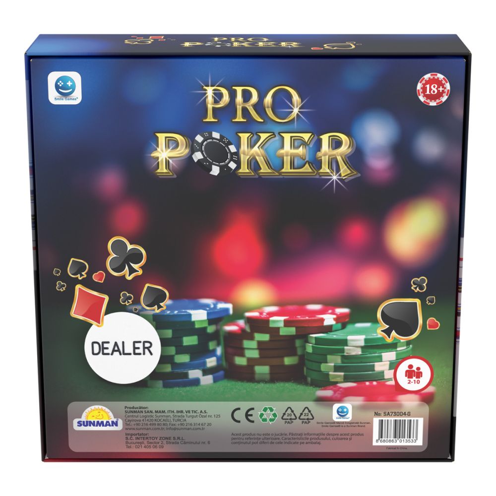 Joc de societate, Smile Games, Pro Poker, 100 jetoane | Noriel