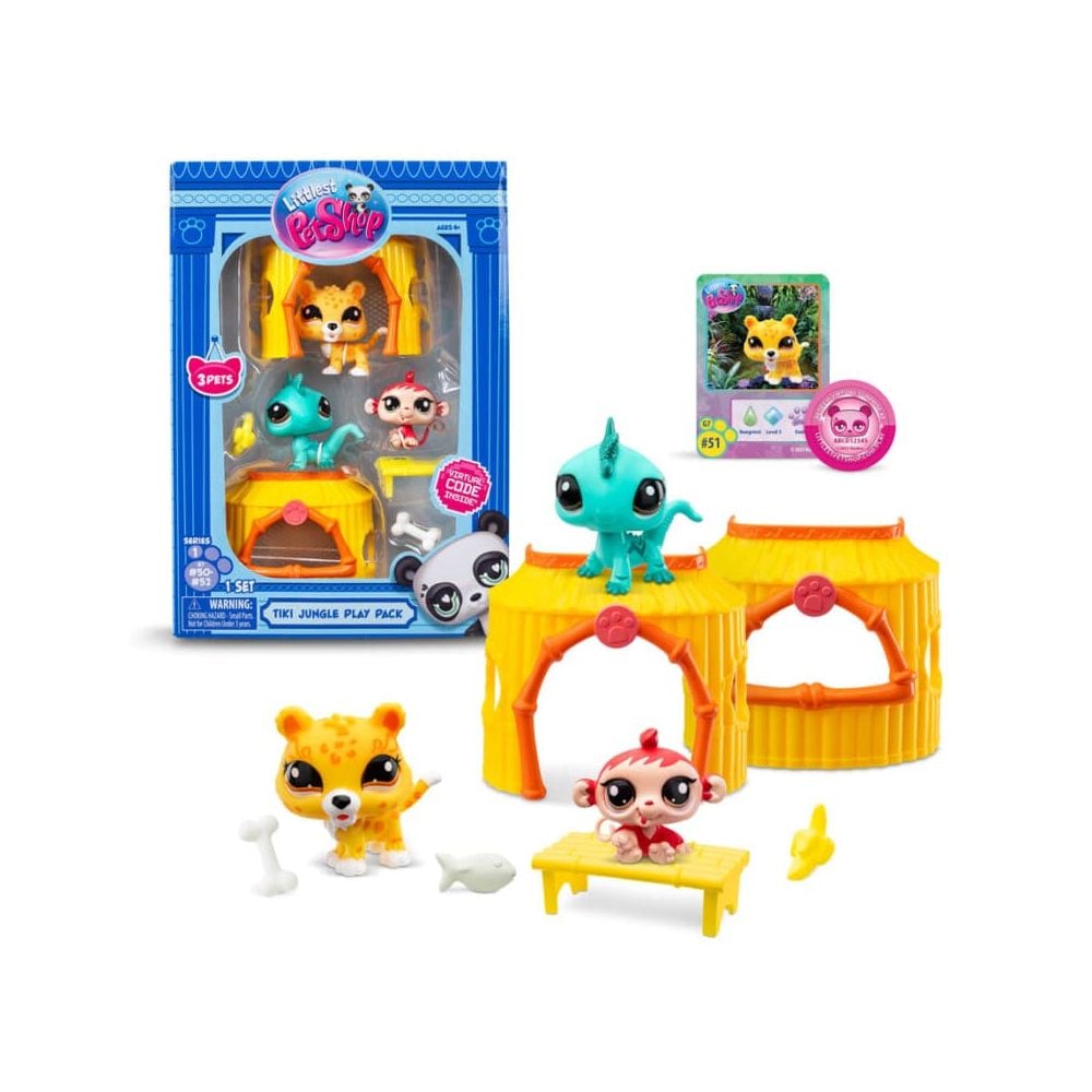 Set de joaca cu 3 animalute, Littlest Pet Shop, Tiki Jungle | Noriel