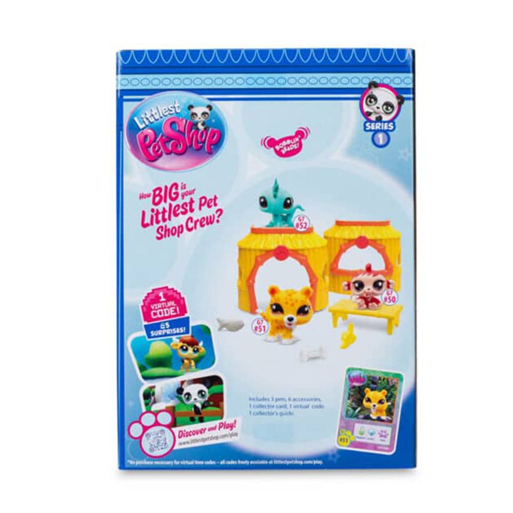 Set de joaca cu 3 animalute, Littlest Pet Shop, Tiki Jungle | Noriel