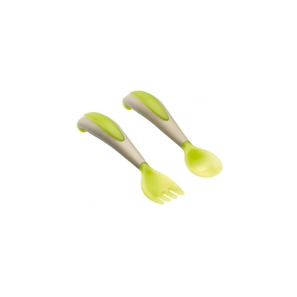 Set Lingurita si furculita ergonomice Thermobaby, Verde | Noriel