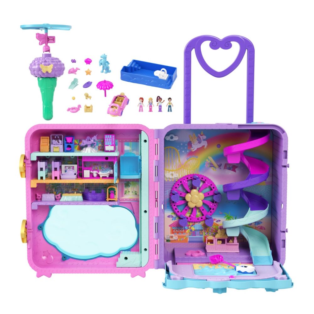 Set de joaca cu 4 mini papusi Polly Pocket in troller, HKV43 | Noriel