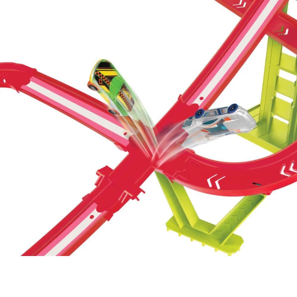 Set de joaca circuit cu masina, Hot Wheels, Neon Speeders, Skyscraper ...