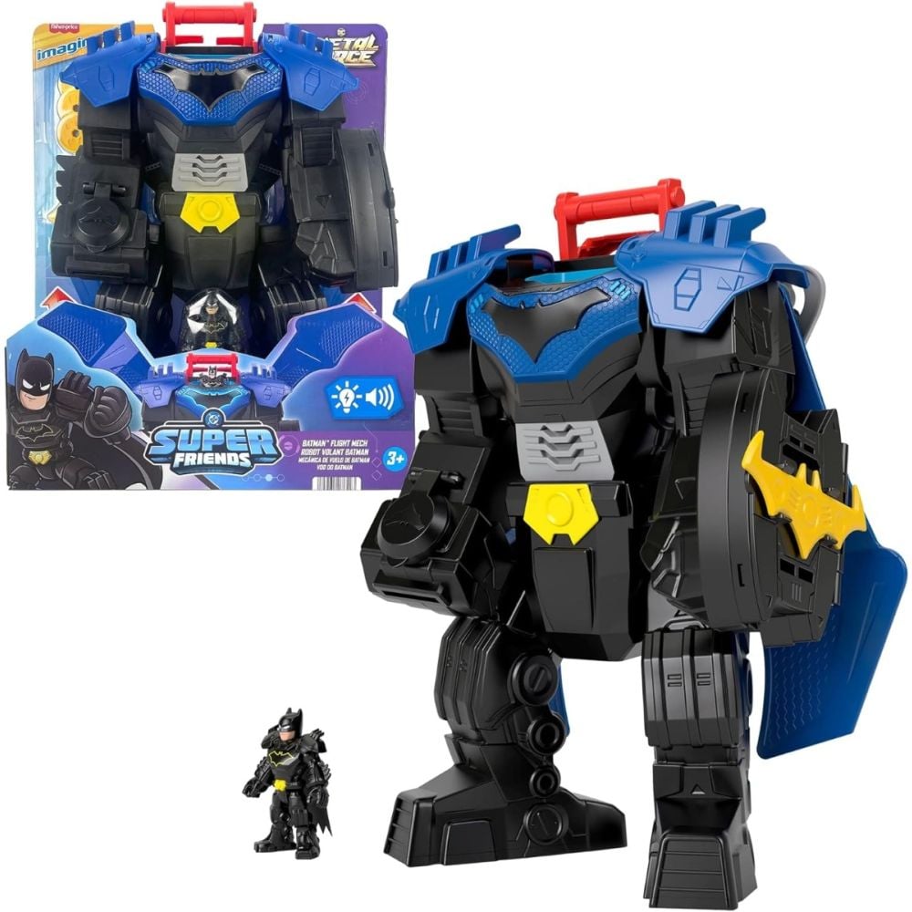 Robot cu figurina, Imaginext, Dc Super Friends, Metal Force, Friends Flight Mech, Batman, JDL03 ...