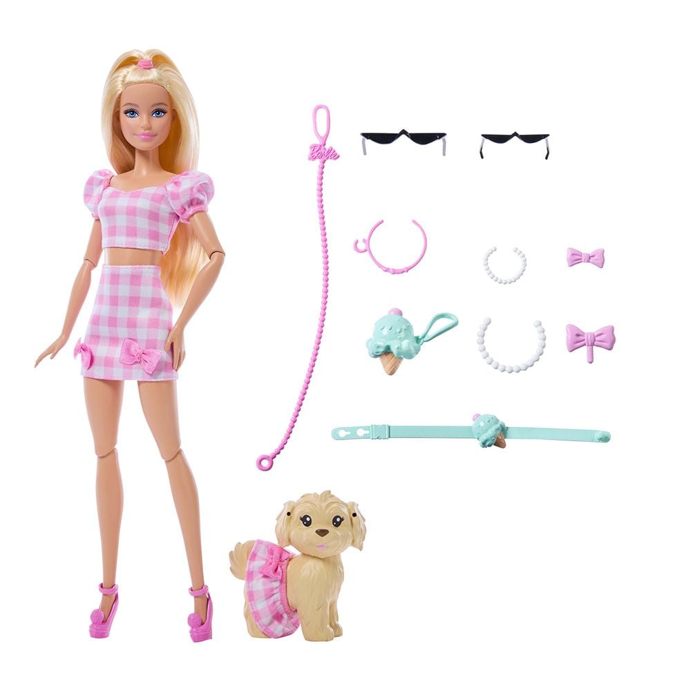 Papusa cu catel si tinute roz, Barbie, Twinning Looks, JFP36 | Noriel
